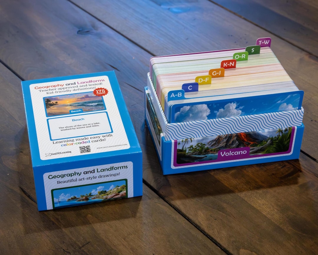 175 Geography Landforms Flashcards – Kids Learning Art Cards (3"x5 ...