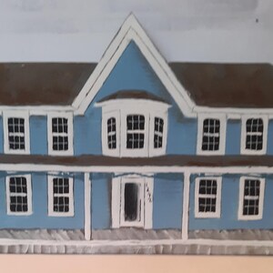 Personalized Wood House Replica, Painted House Shelf Ornament ...