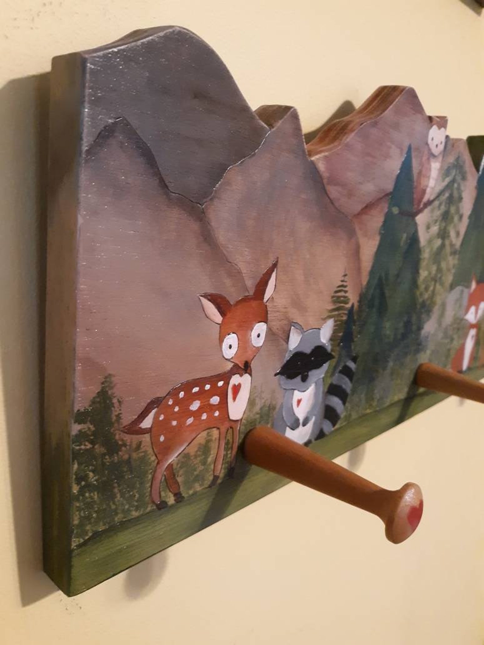 Forest Animals Coat Rack Towel Rack Hat Rack Wood Land - Etsy