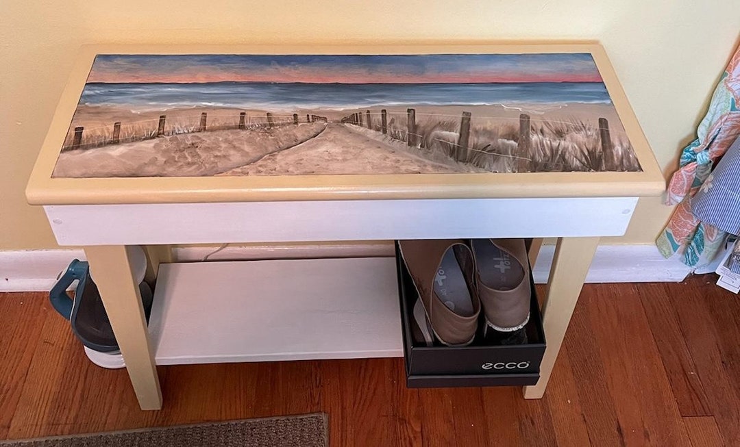 Painted Bench, Handcrafted and Made to Order, Bench With Shelf, Custom ...