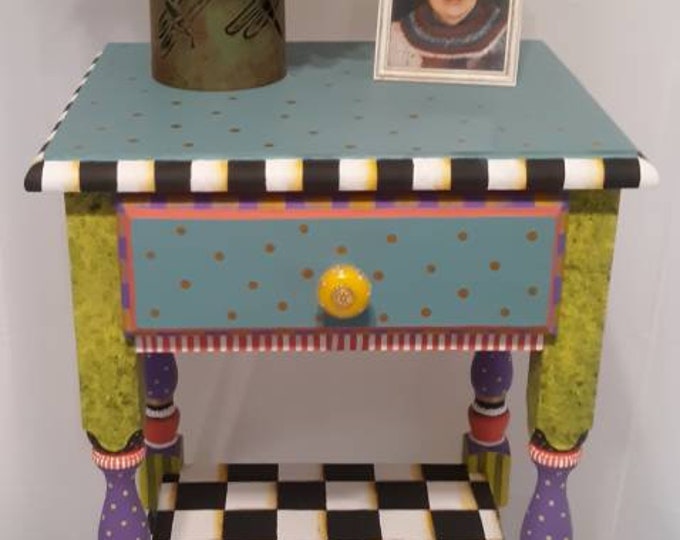 PAINTED FURNITURE TABLE, Side Table, Vintage Table, Funky Painted Table ...