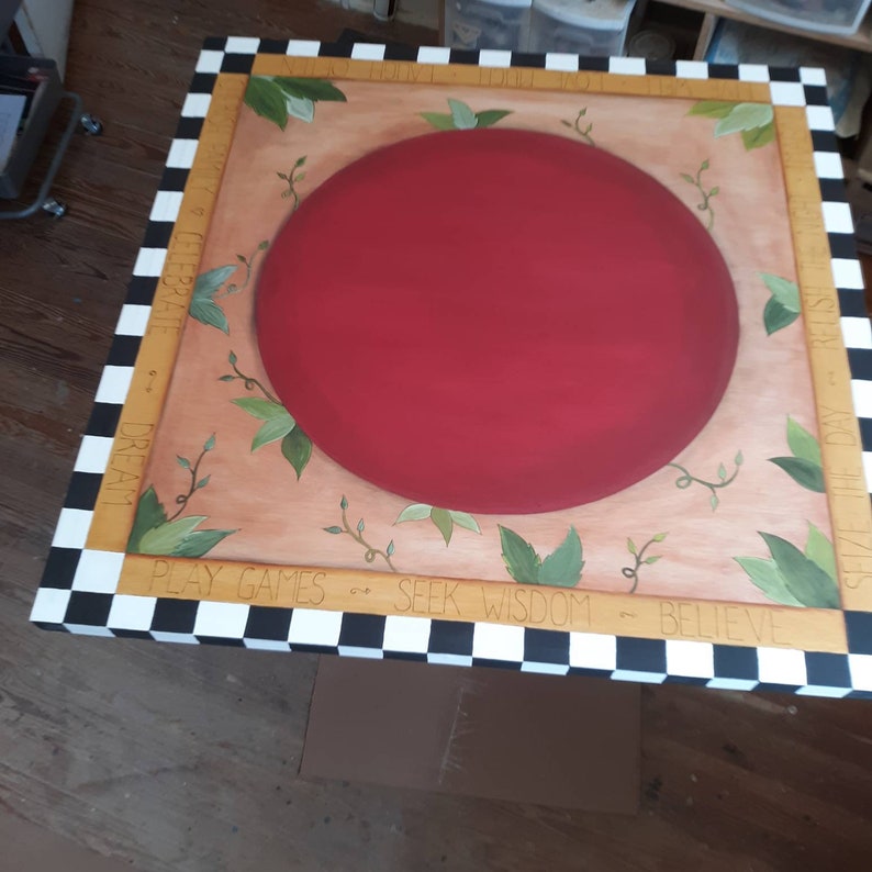 Personalized and Custom Designed Painted Square Table, Pedestal, Games ...