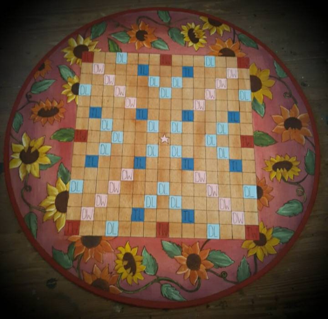 PERSONALIZED SCRABBLE BOARD, 20 Dia, Wood, Painted Lazy Susan, Custom ...