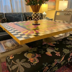 Personalized and Custom Designed Painted Square Table, Pedestal, Games ...