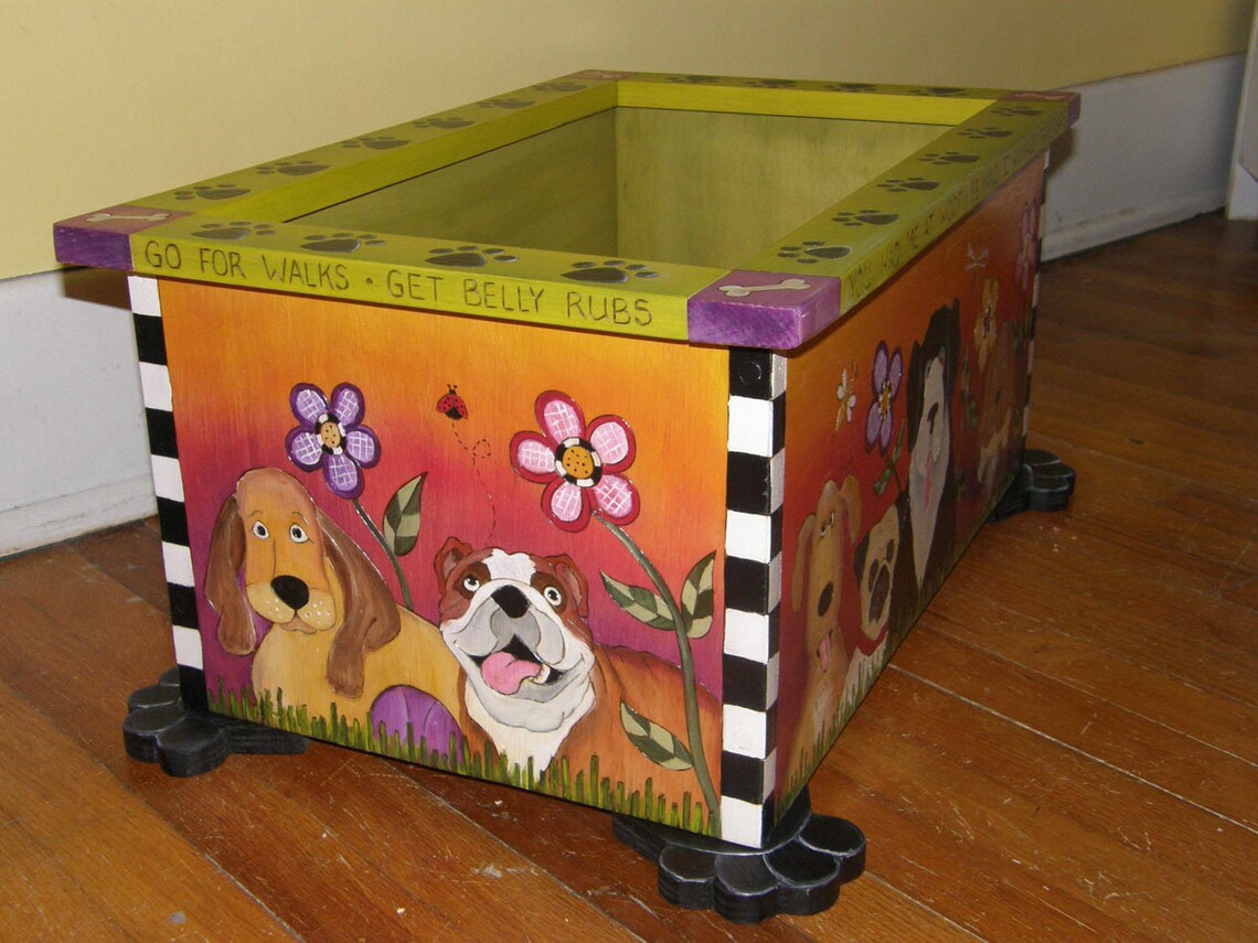 PET PORTRAIT TOY Box, Toy Box, Pet Storage, Pet Toy Box, Custom, Dog ...