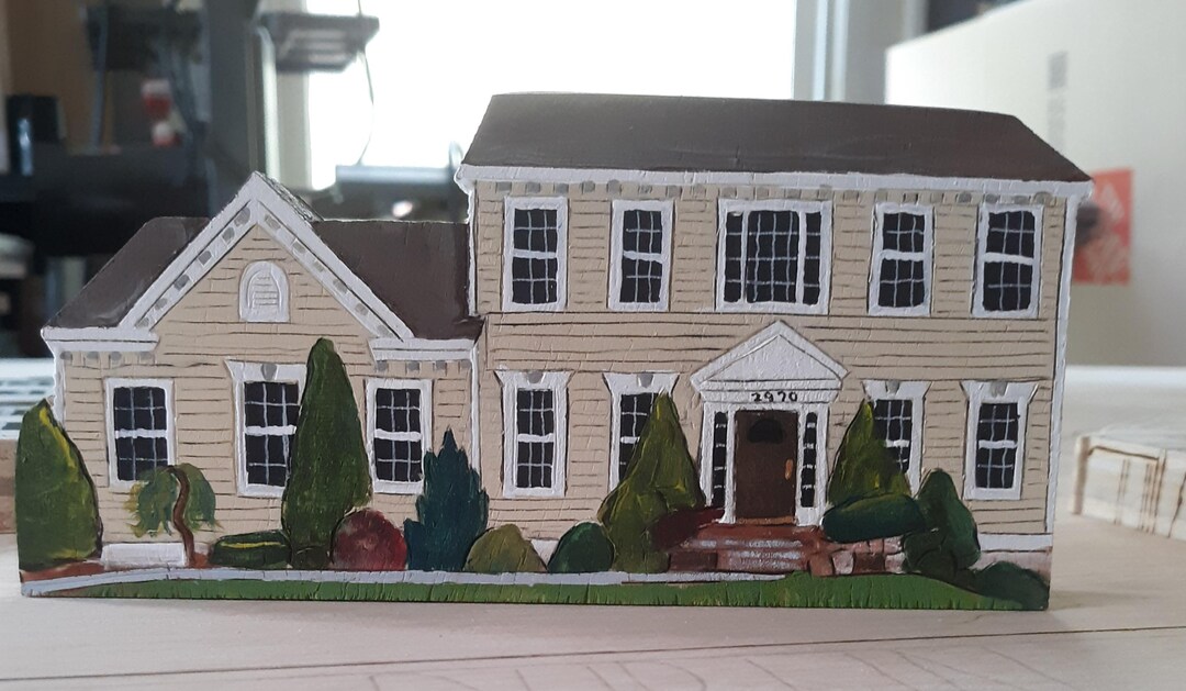 Personalized Wood House Replica, Painted House Shelf Ornament ...