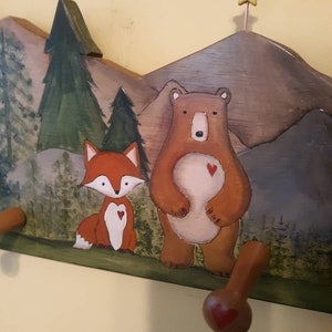 Forest Animals Coat Rack, Towel Rack, Hat Rack, Wood Land Animal ...