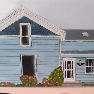 Personalized Wood House Replica, Painted House Shelf Ornament ...