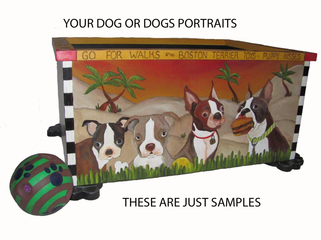 CUSTOM DOG Toy Box, Personalized Toy Chest, Your Pet Portraits, Pet Toy ...