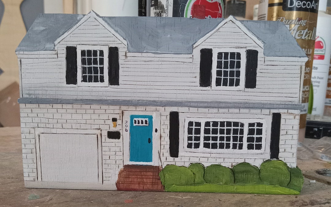 Miniature Home Replica Painted on Wood From Your Photo, Christmas ...