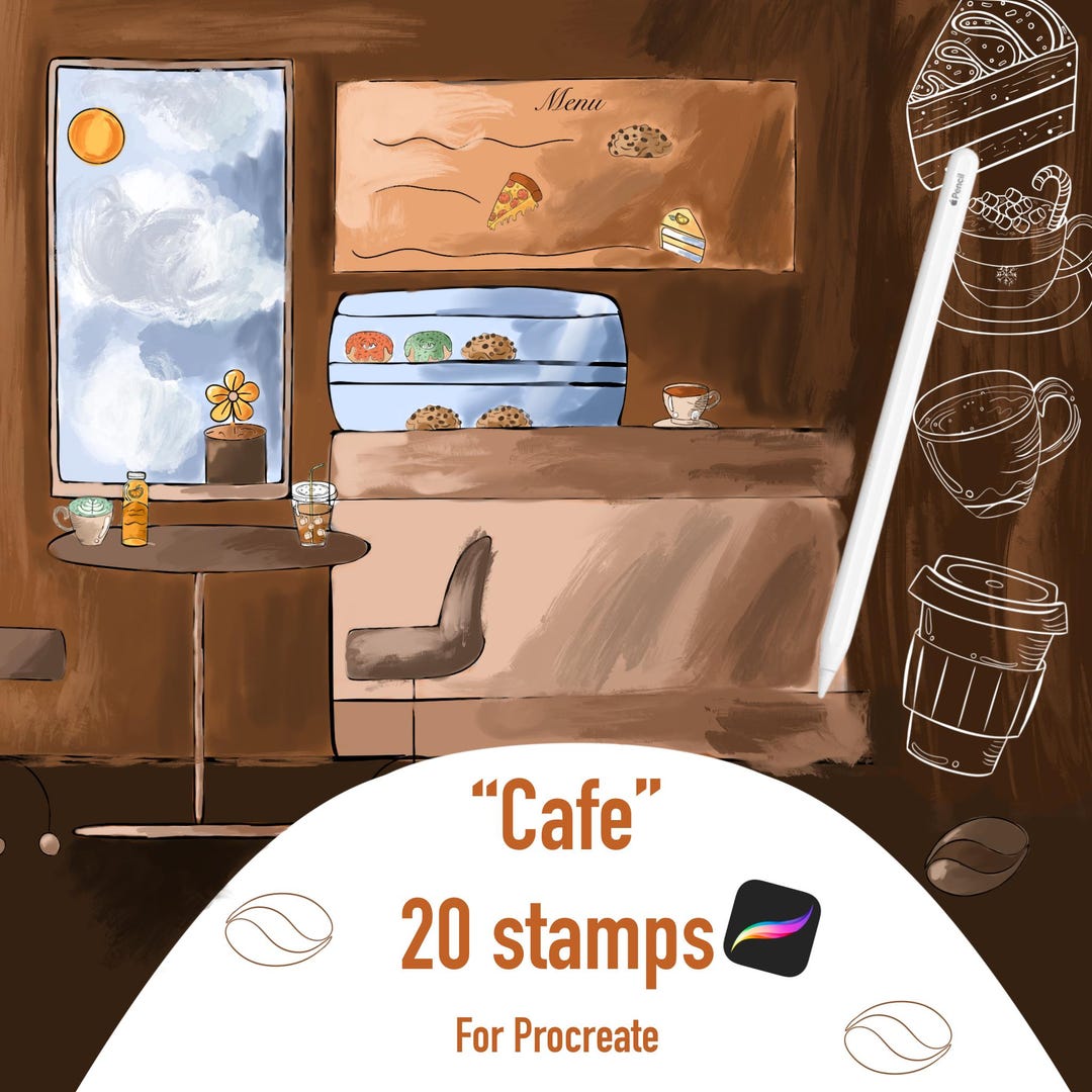 DIGITAL! “cafe” Procreate Brush/stamp Set for Beginner Digital Artist ...