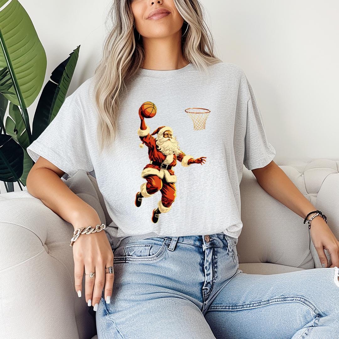 Christmas Basketball Shirt, Santa Playing Basketball, Funny Santa Shirt ...