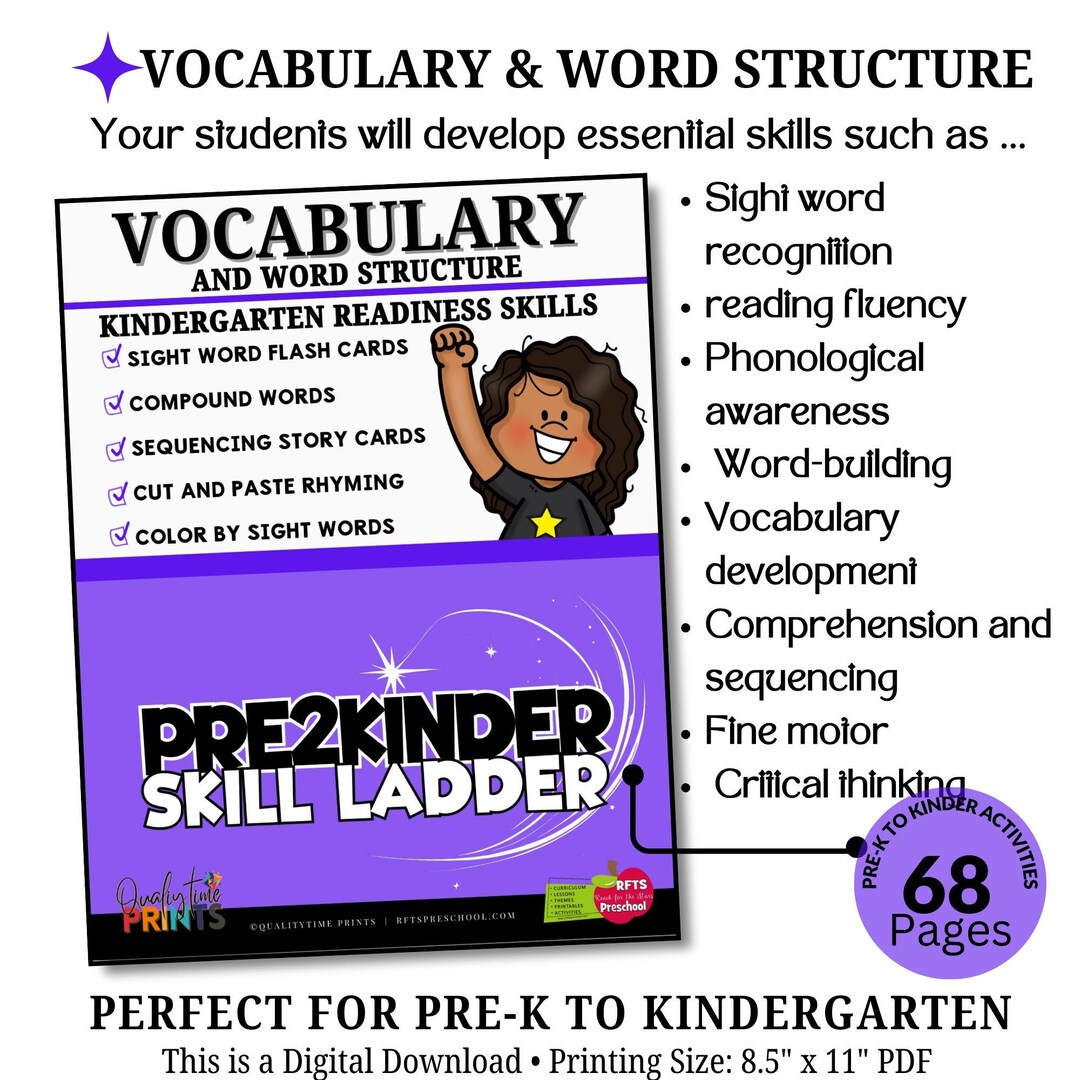 Vocabulary | Kindergarten Readiness | Word Structure | Sight Words ...