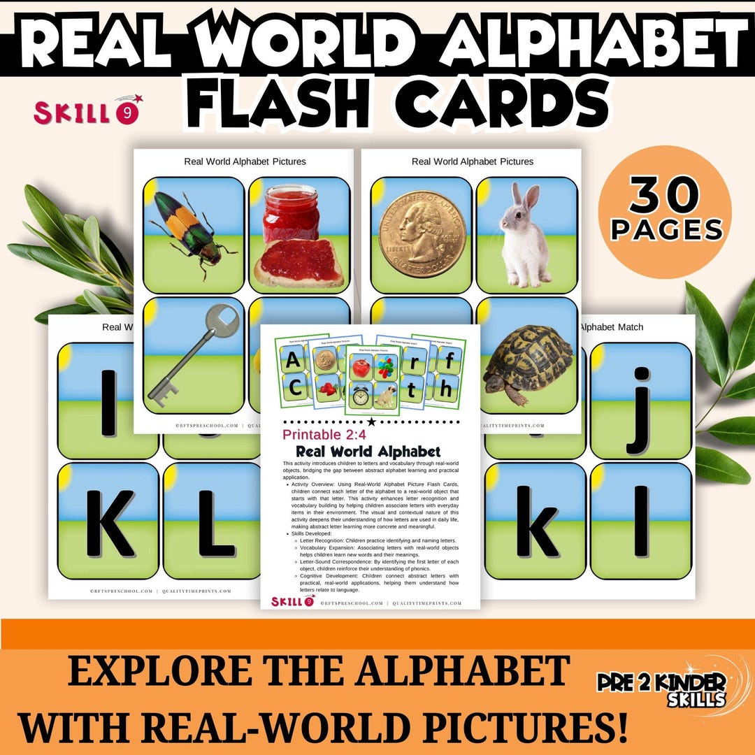 Alphabet Flash Cards Real-world Pictures | Phonemic Awareness | Visual ...
