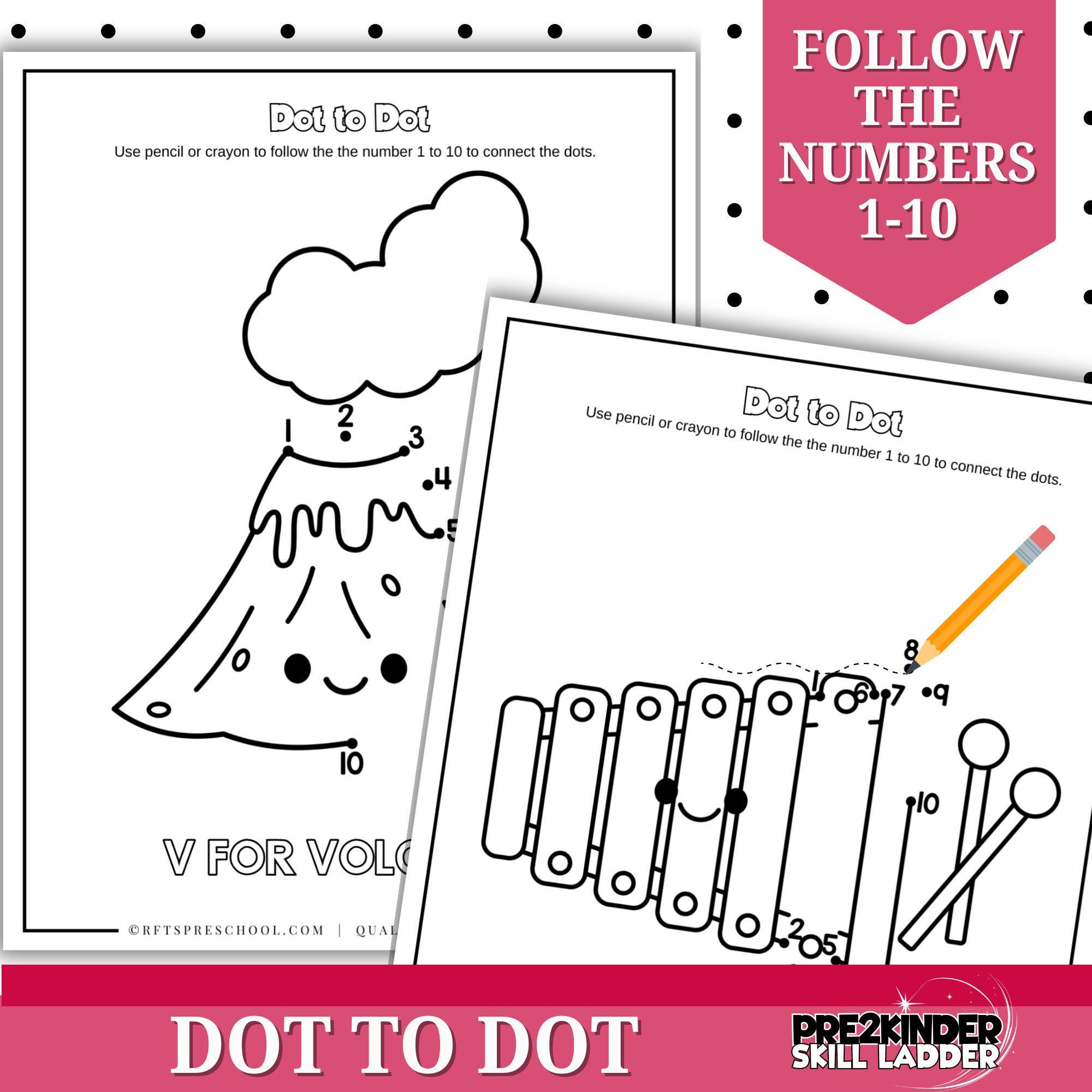 Dot to Dot Prekindergarten Activities | Number Sequencing 1-10 | Pre-k ...