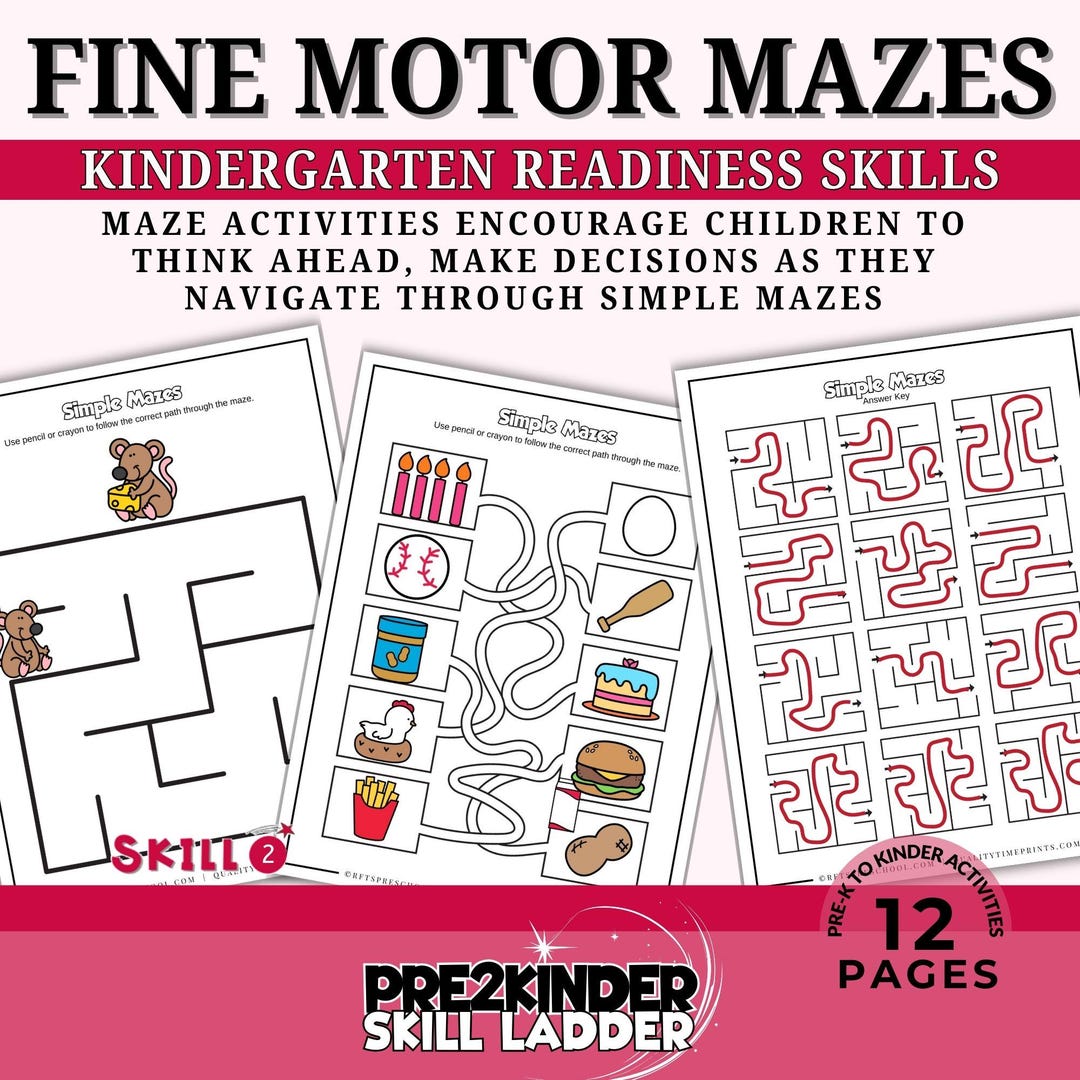 Pre-k Small Motor Mazes | Fine Motor | Thinking Skills | Preschool ...