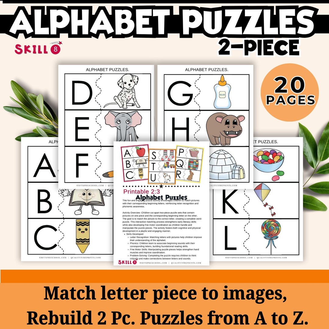 2-piece Alphabet Puzzles | Hands-on Learning for Preschool Prek to ...