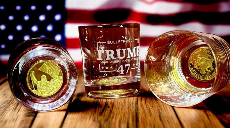 Trump 47 Whiskey Glasses With Embedded Coin – Set of 2, MAGA ...