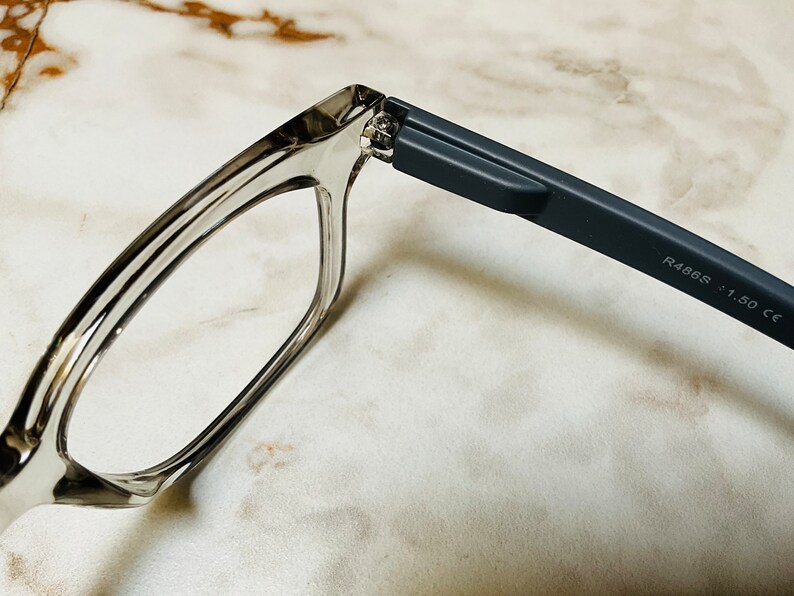Translucent Sea Salt Gray Rectangle Reading Glasses Frame Size in Item ...