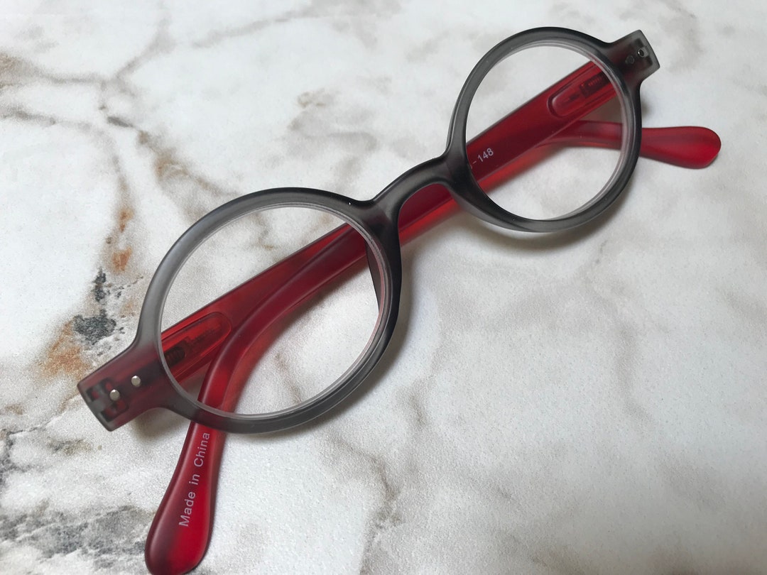 Whimsy Gray & Red Small Round Reading Glasses - Etsy