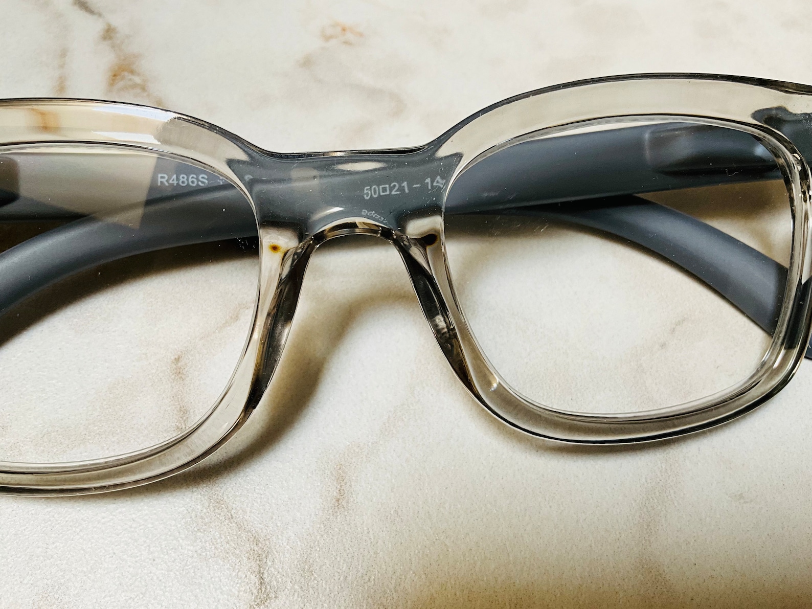 Translucent Sea Salt Gray Rectangle Reading Glasses Frame Size in Item ...