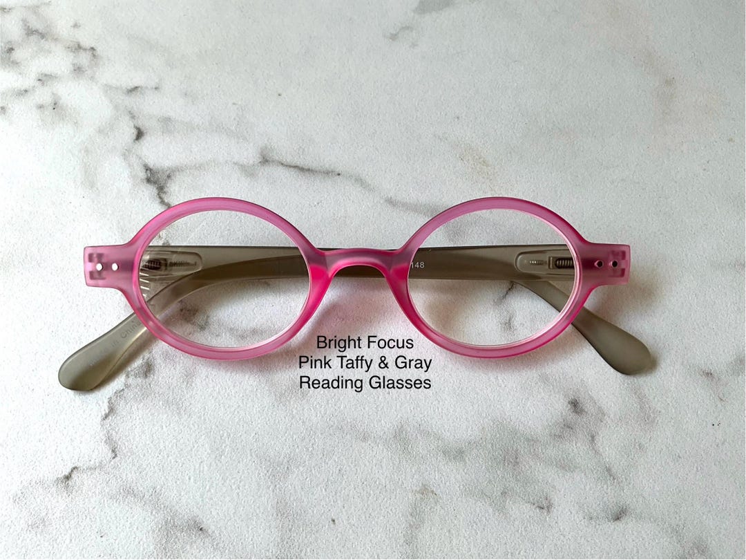 BRIGHT FOCUS Matte Finish Pink Taffy & Gray Small Oval Reading Glasses ...