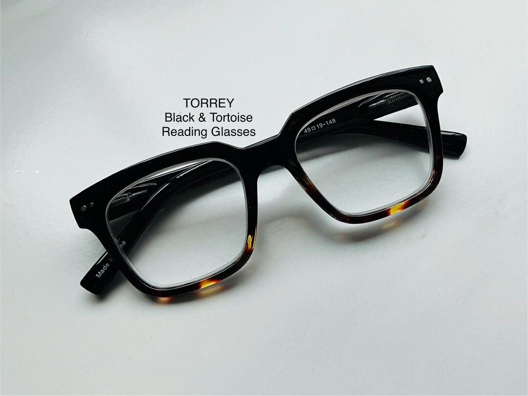 TORREY Midnight Black & Tortoise Rectangle Reading Glasses Frame and ...
