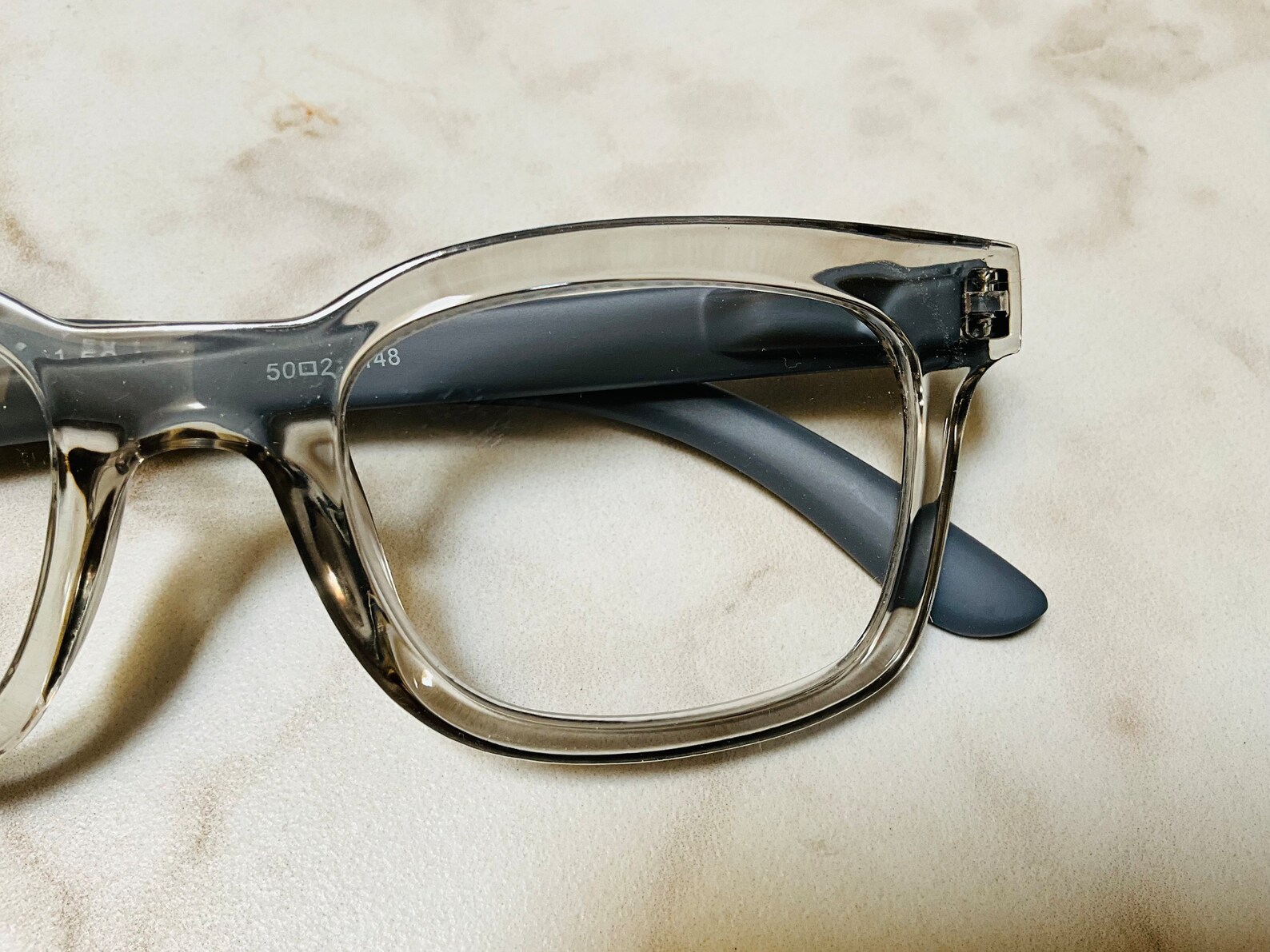 Translucent Sea Salt Gray Rectangle Reading Glasses Frame Size in Item ...