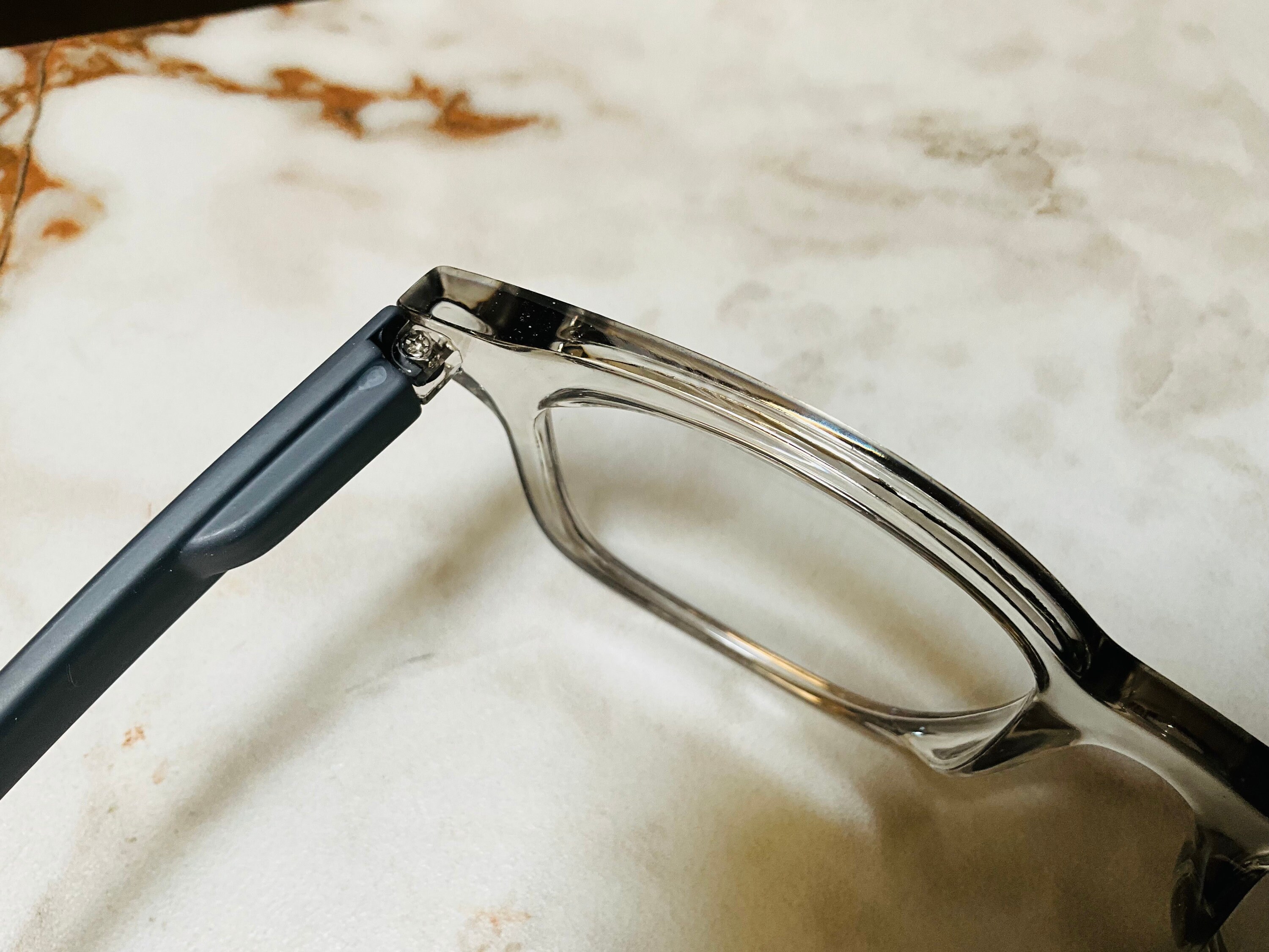 Translucent Sea Salt Gray Rectangle Reading Glasses Frame Size in Item ...