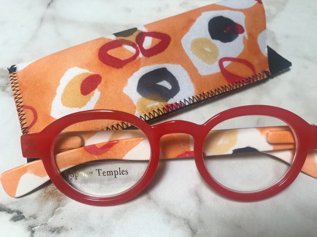 RUMOR! Flame Orange Red Round Reading Glasses Frame & Lens Size in Item ...