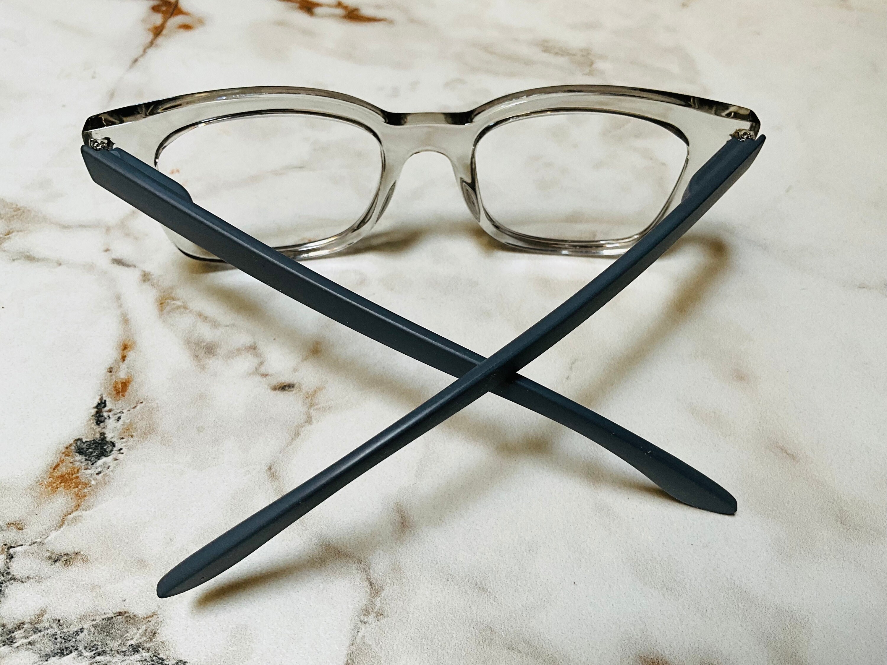 Translucent Sea Salt Gray Rectangle Reading Glasses Frame Size in Item ...