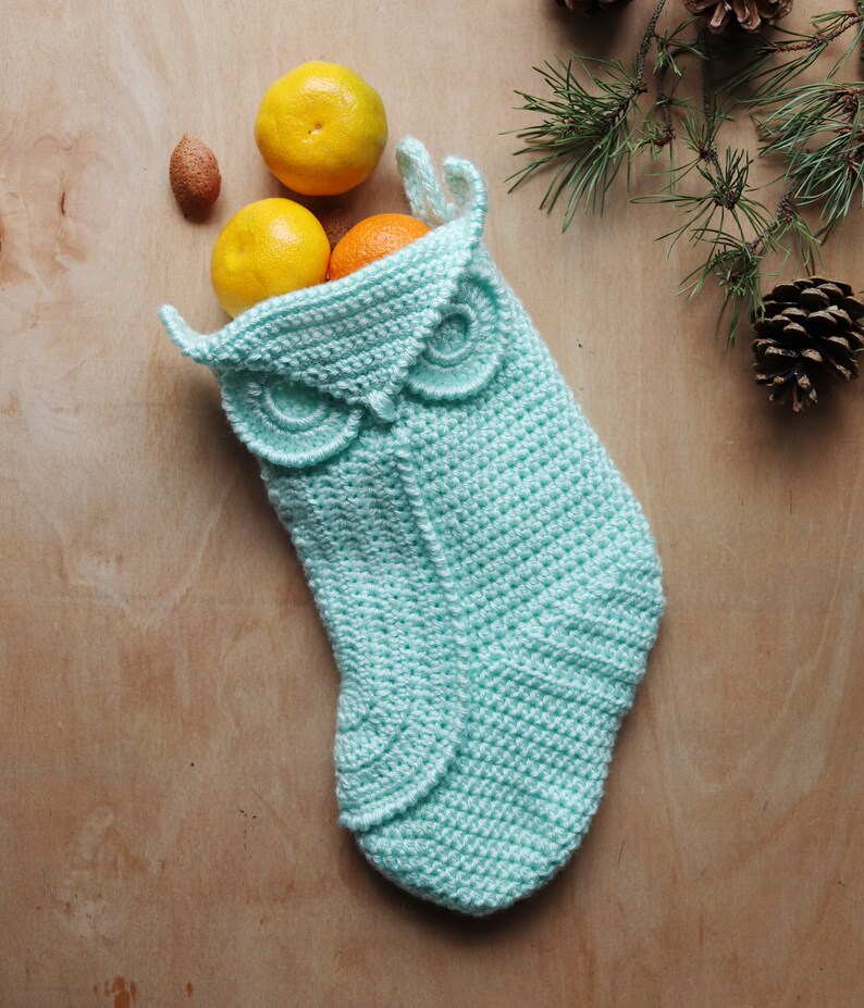 Athena Owl Stocking - PDF Ebook - Irene Strange Crochet Pattern - Etsy