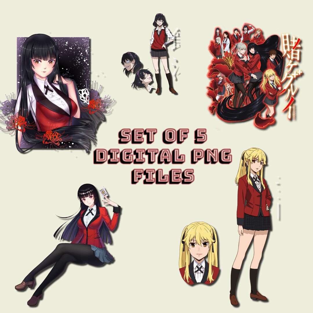 Set of 5 Digital PNG Files, Kakegurui Anime TV Series Girls PNG Digital ...