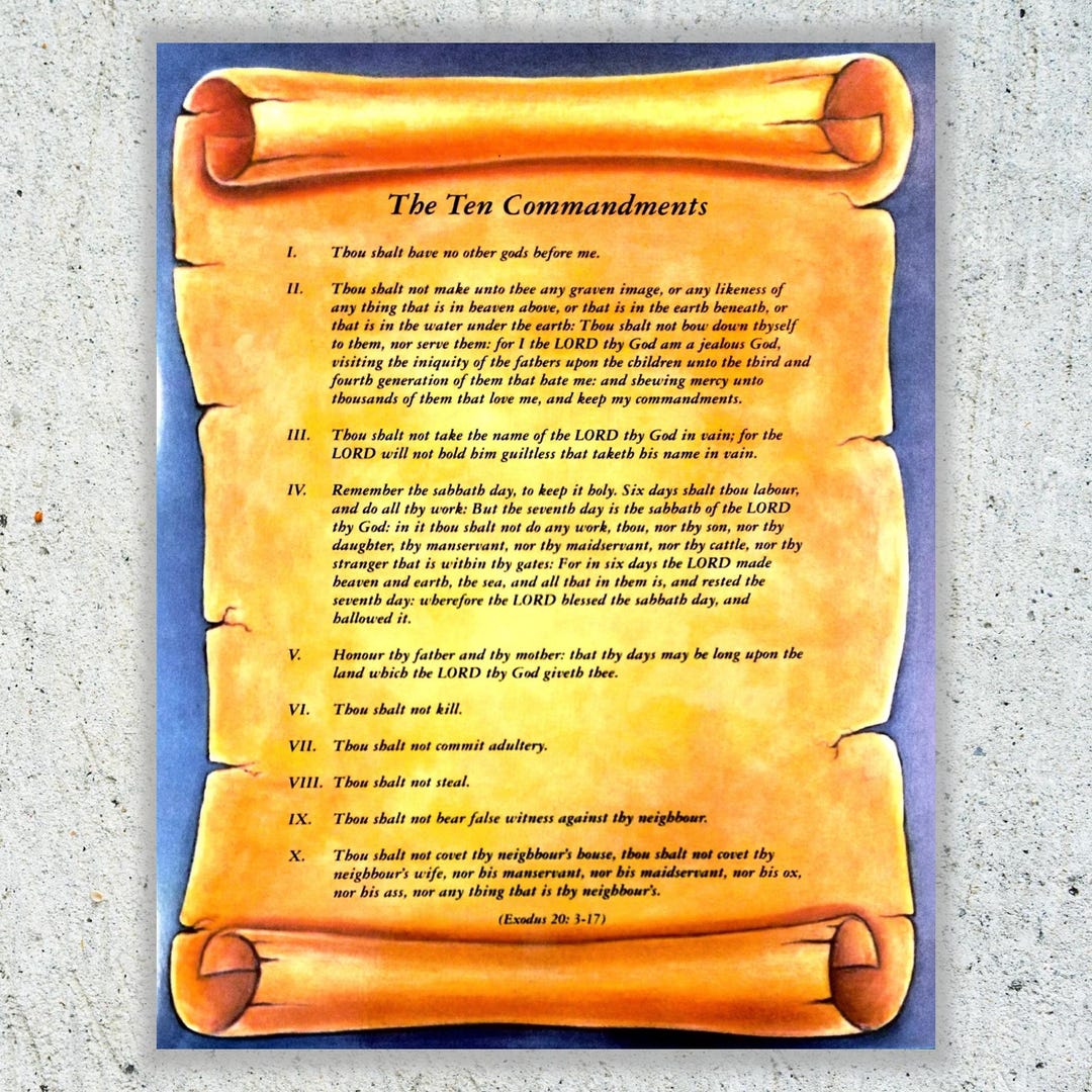 The Ten Commandments Poster, Canvas Wall Art Print Picture, Unframed ...