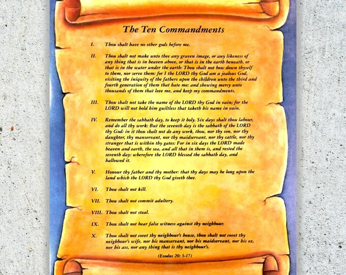 The Ten Commandments Poster, Canvas Wall Art Print Picture, Unframed ...