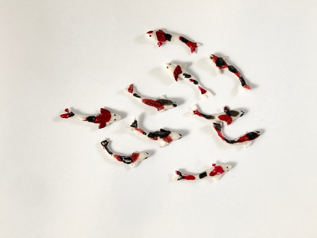 10 Tiny Red Koi Fish/ Fancy Carp Fish Miniature/ Fish Dollhouse/ Fairy ...