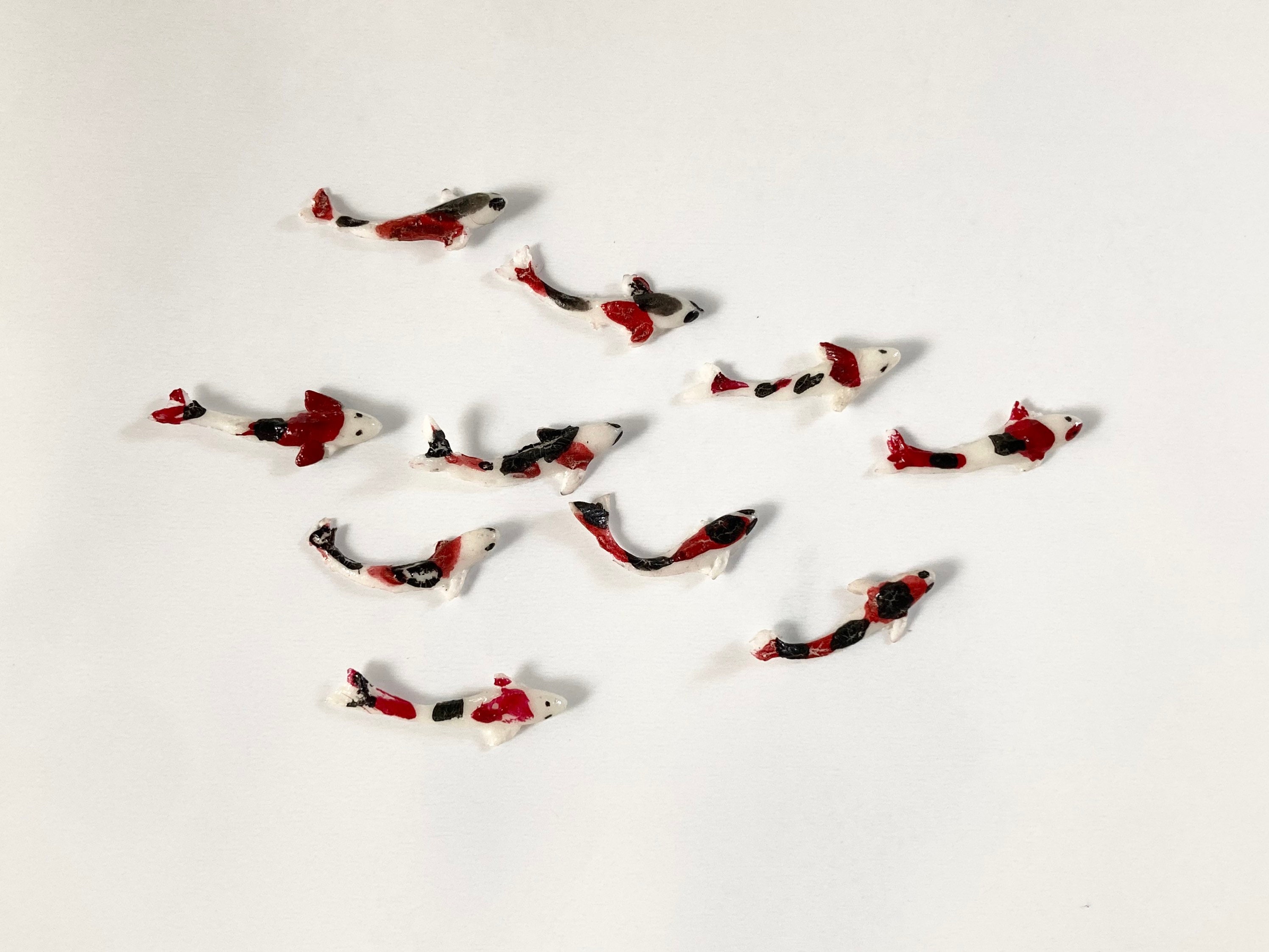 10 Tiny Red Koi Fish/ Fancy Carp Fish Miniature/ Fish Dollhouse/ Fairy ...