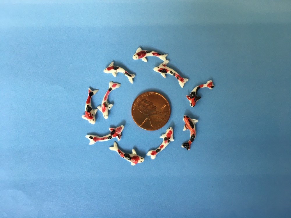 10 Tiny Red Koi Fish/ Fancy Carp Fish Miniature/ Fish Dollhouse/ Fairy ...