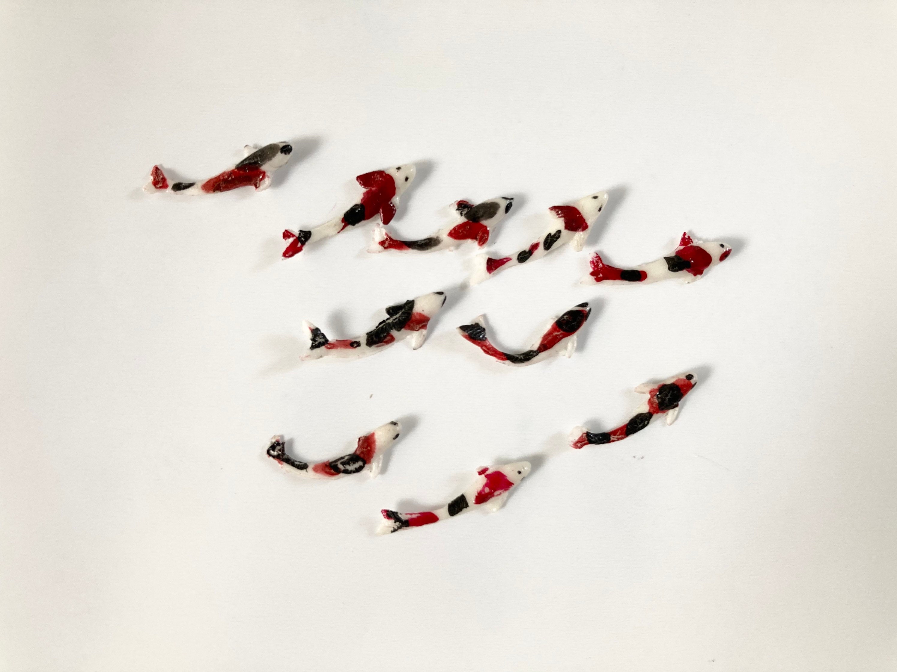 10 Tiny Red Koi Fish/ Fancy Carp Fish Miniature/ Fish Dollhouse/ Fairy ...