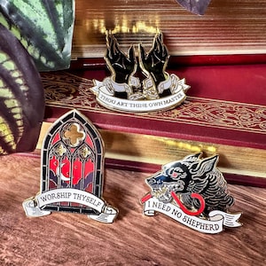 Gold Satanic Enamel Pins | Luciferian and Gothic Mottos for Rebellious ...