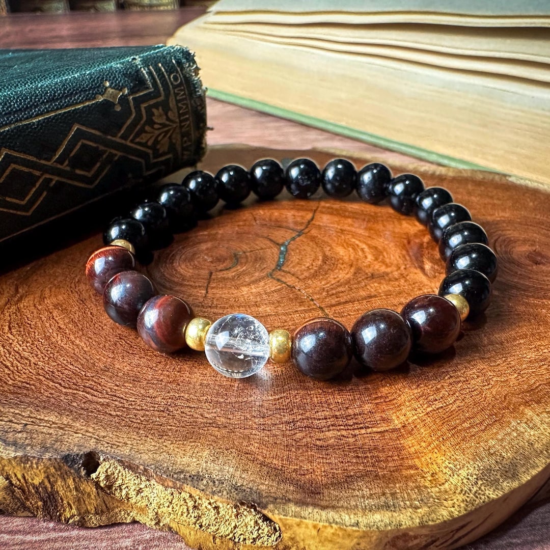 Lucifer Morningstar Bracelet Natural Stone Devotional Jewelry Obsidian ...