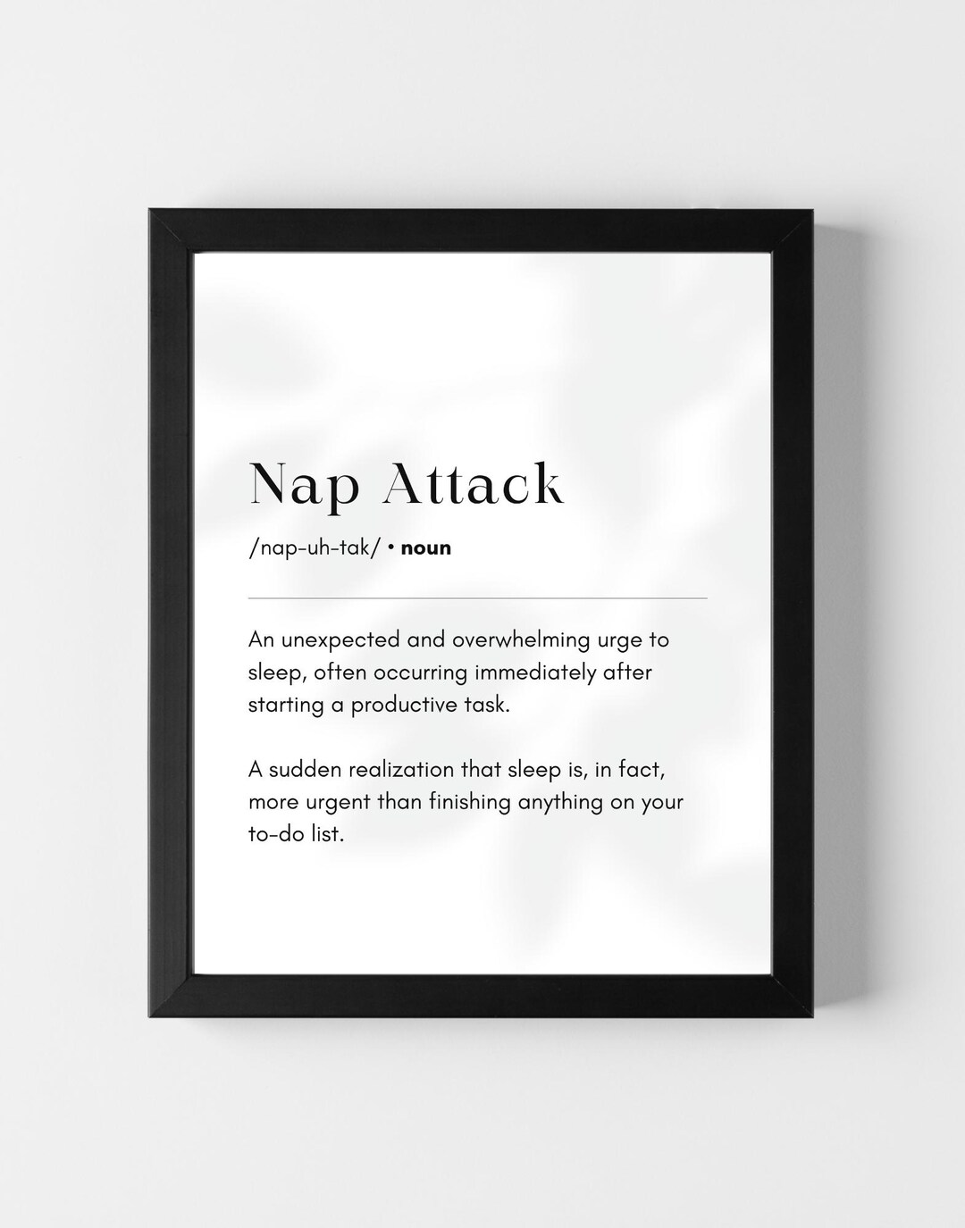 Nap Attack Definition Wall Art Dictionary Print Funny Speed Nap Poster ...