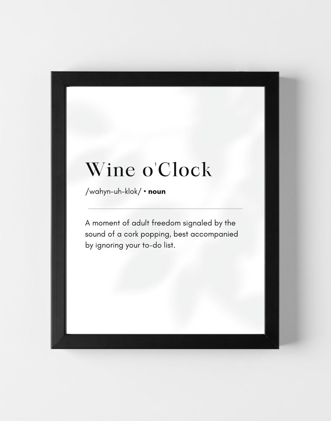 Wine O'clock Definition Wall Art | Funny Wine Lover Decor | Funny ...