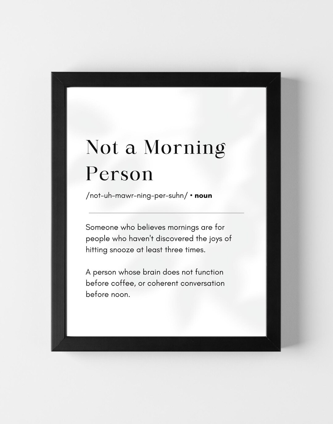 Not a Morning Person Definition Wall Art | Funny Bedroom Decor | Snarky ...