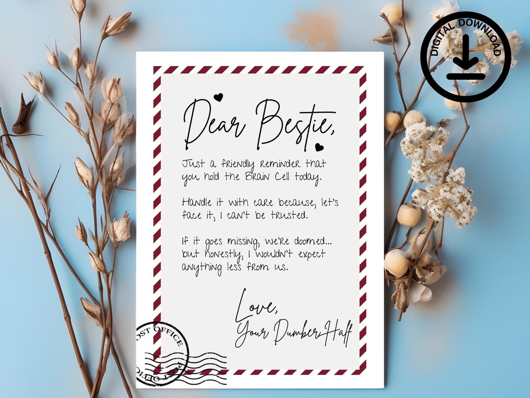 Funny Unique Bestie Letter Wall Art | Brain Cell Reminder Print ...