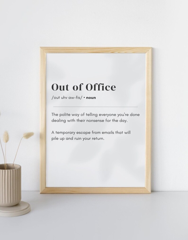 Out of Office Definition Wall Art | Dictionary Print | Humorous Office ...