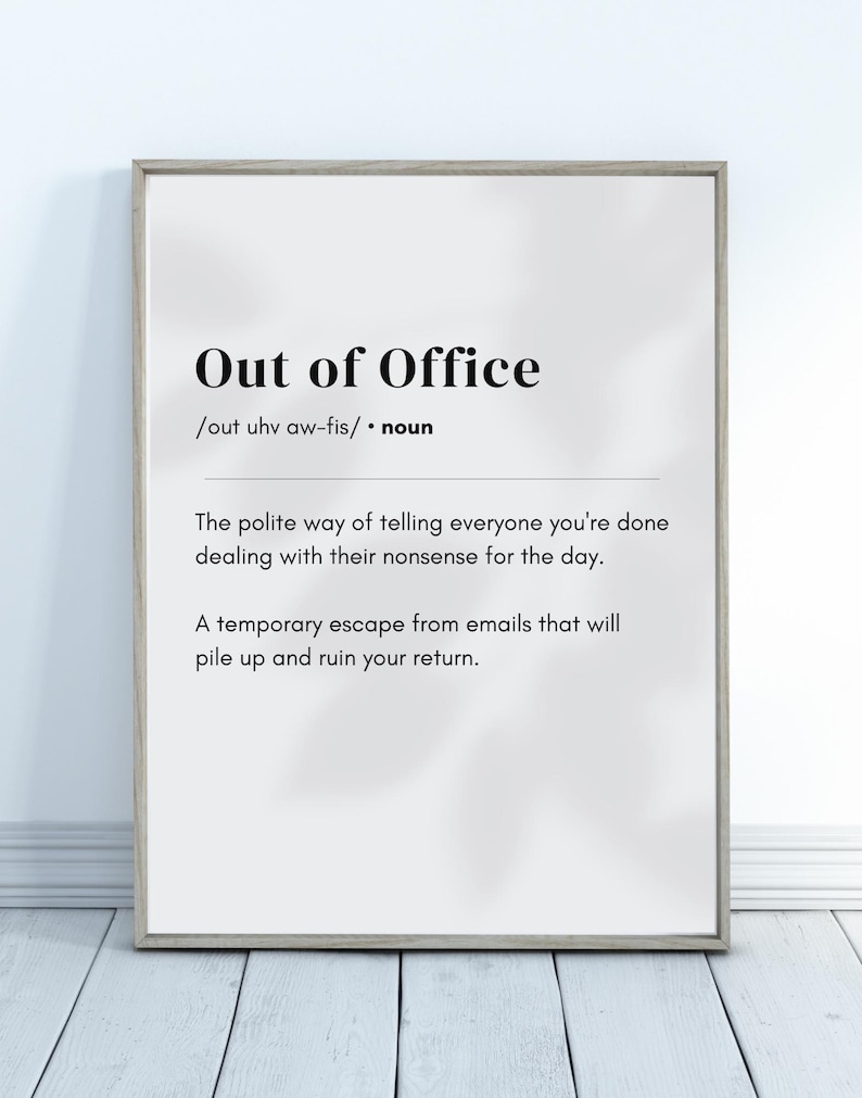 Out of Office Definition Wall Art | Dictionary Print | Humorous Office ...