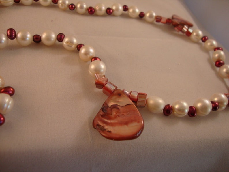 Freshwater Pearls Pink And White Dangle Necklace Etsy