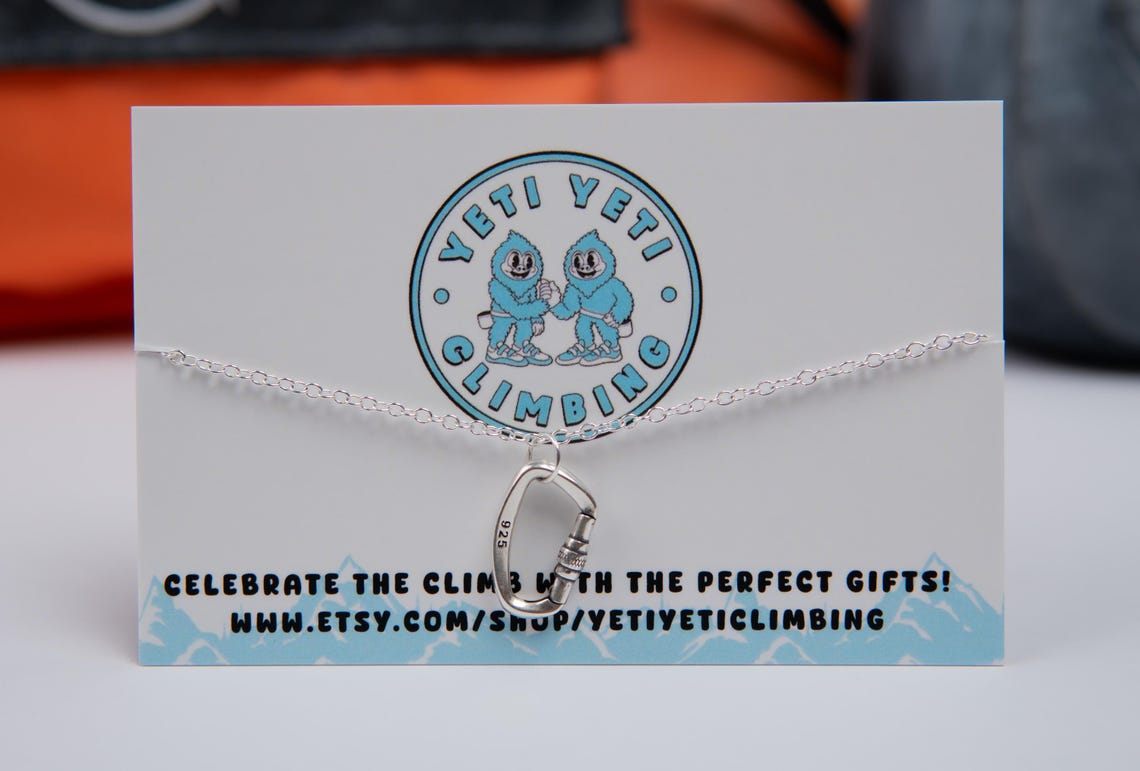 Unisex Climbing Necklace Sterling Silver, 925 Sterling Silver Carabiner ...