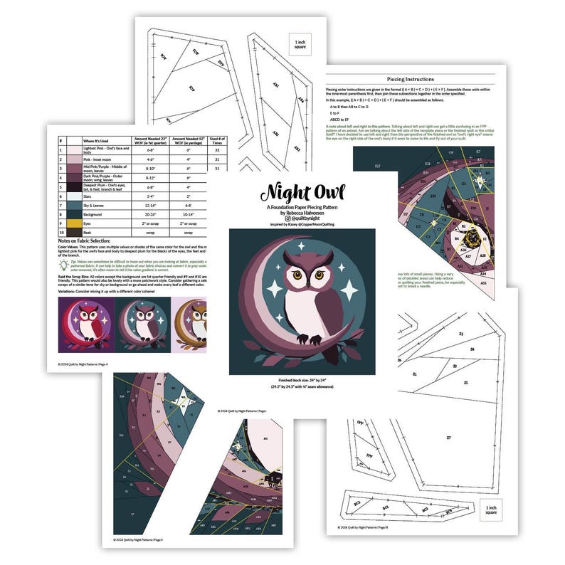 Night Owl - Foundation Paper Piecing PDF Pattern - Etsy